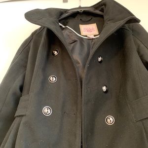 Pink Envelope | Jackets & Coats | Womens Black Button Up Pea Coat ...